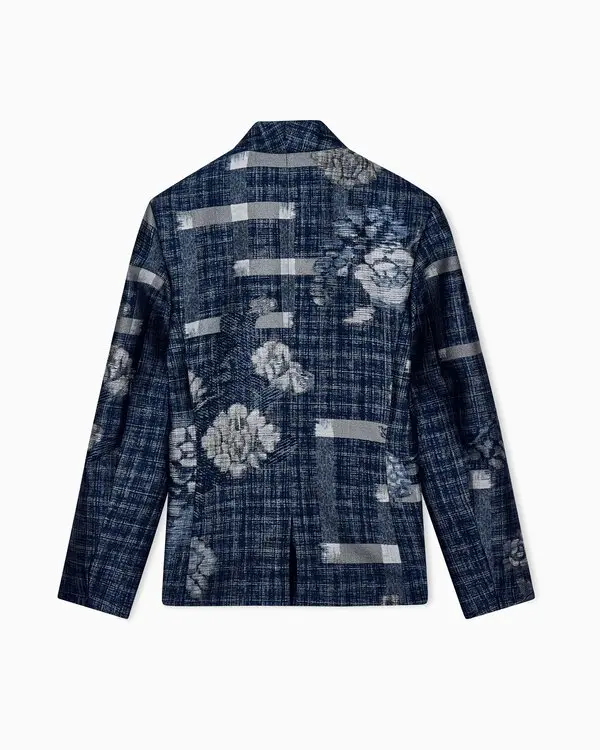 Giorgio Armani Floral Jacquard Guru Collar Blazer