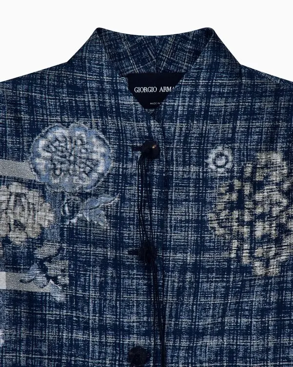 Giorgio Armani Floral Jacquard Guru Collar Blazer