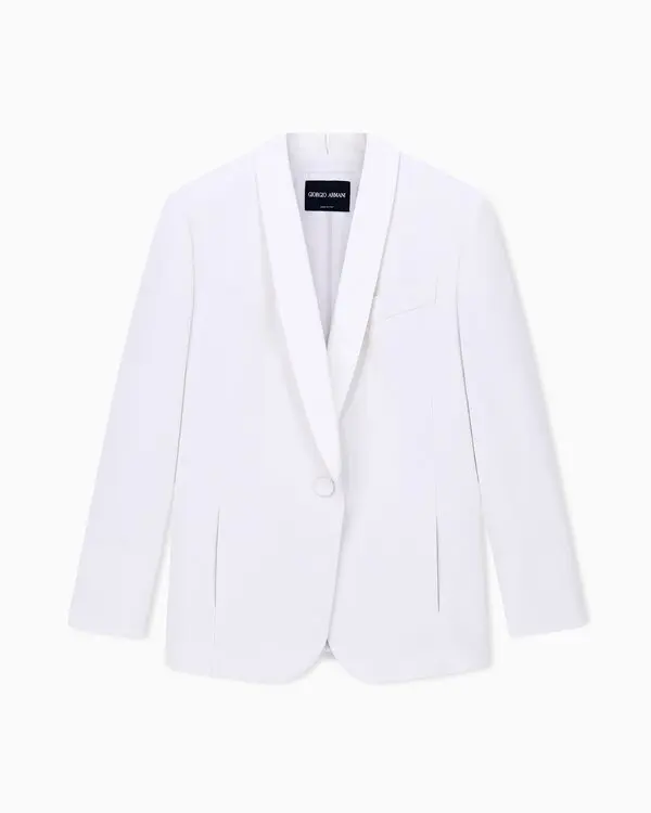 Giorgio Armani Silk Cady Tuxedo Jacket With Satin Shawl Collar - White