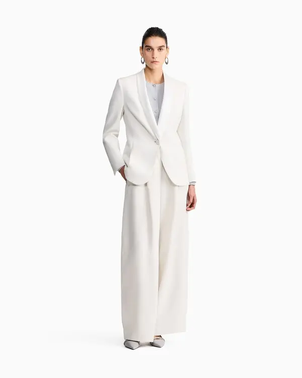 Giorgio Armani Silk Cady Tuxedo Jacket With Satin Shawl Collar - White