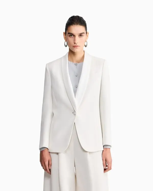 Giorgio Armani Silk Cady Tuxedo Jacket With Satin Shawl Collar - White