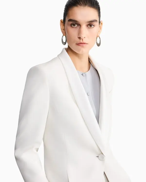 Giorgio Armani Silk Cady Tuxedo Jacket With Satin Shawl Collar - White