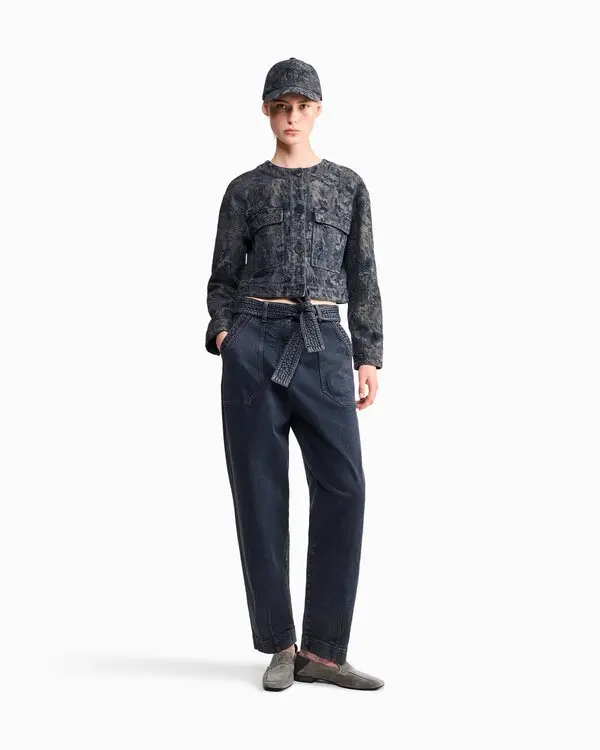 Giorgio Armani Belted Cargo Jeans In Stretch Cotton Denim