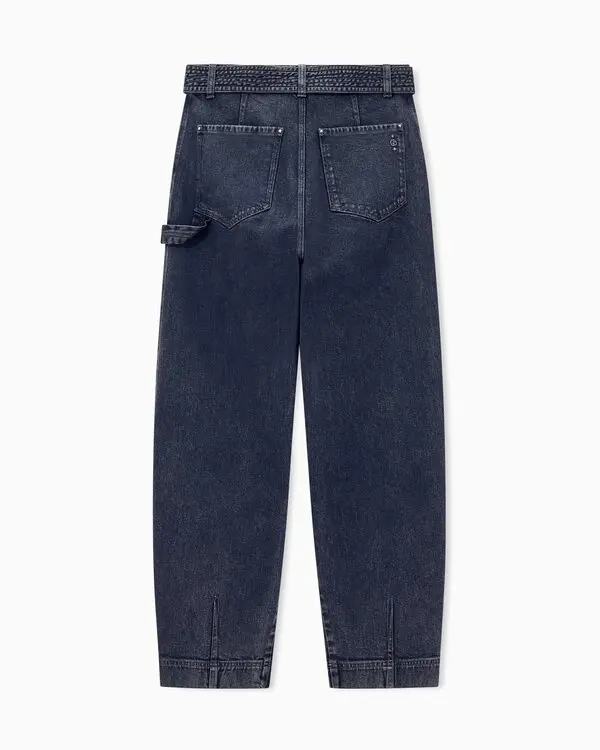 Giorgio Armani Belted Cargo Jeans In Stretch Cotton Denim