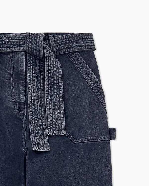 Giorgio Armani Belted Cargo Jeans In Stretch Cotton Denim