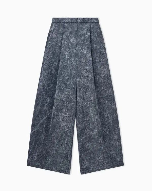 Giorgio Armani High-waisted Pants In Geometric Jacquard Viscose - Grey