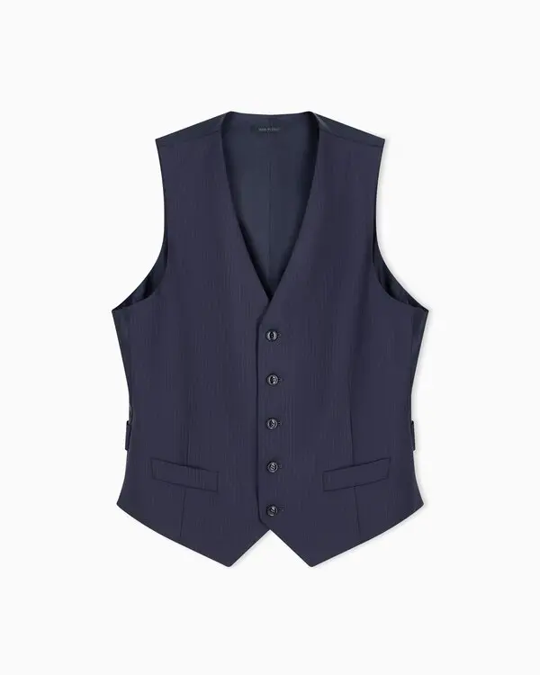 Giorgio Armani Single-breasted Pinstripe Vest In Pure Virgin Wool