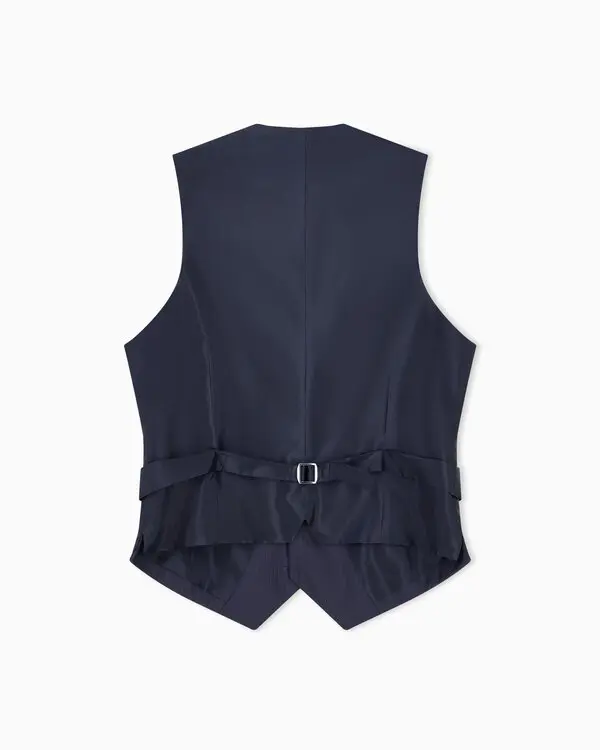 Giorgio Armani Single-breasted Pinstripe Vest In Pure Virgin Wool