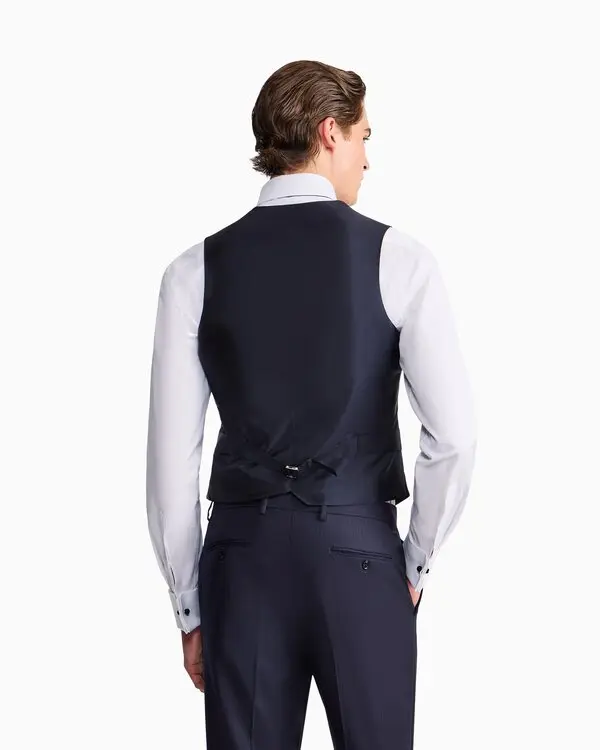 Giorgio Armani Single-breasted Pinstripe Vest In Pure Virgin Wool
