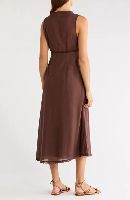 Lucky Brand Lace Trim Midi Dress