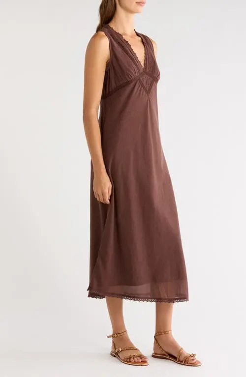 Lucky Brand Lace Trim Midi Dress
