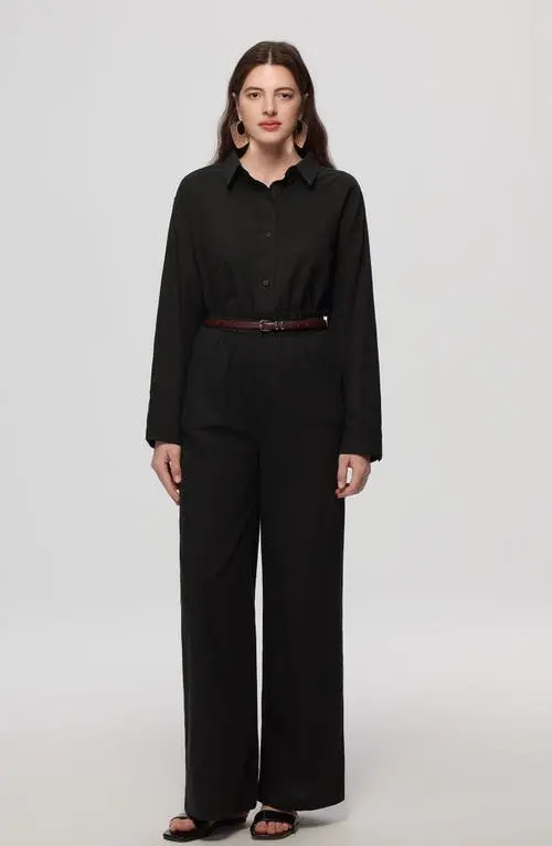 JUANA Lyricist Natural High Rise Pull-on Wide Leg Pants - Black