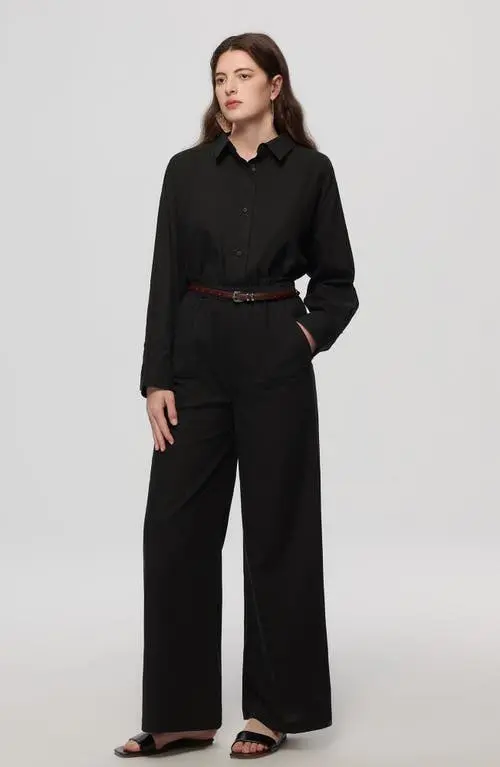 JUANA Lyricist Natural High Rise Pull-on Wide Leg Pants - Black