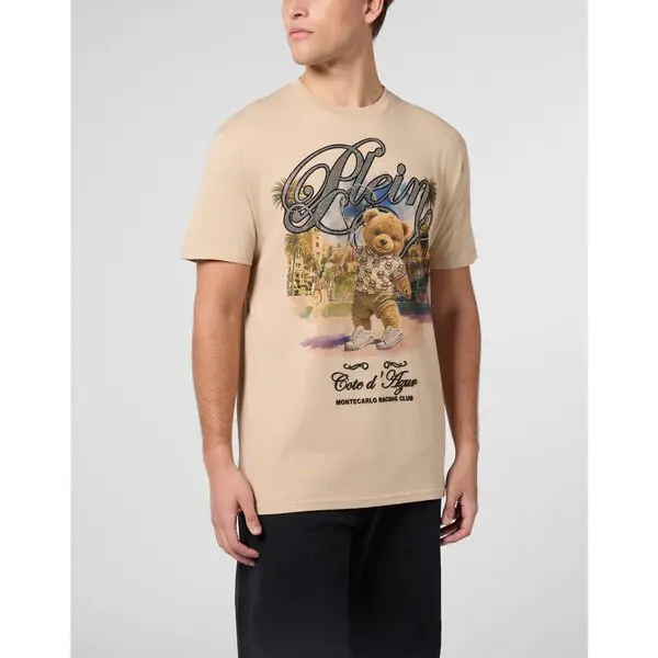 Philipp Plein Round Neck T-shirt Teddy Tennis - Beige