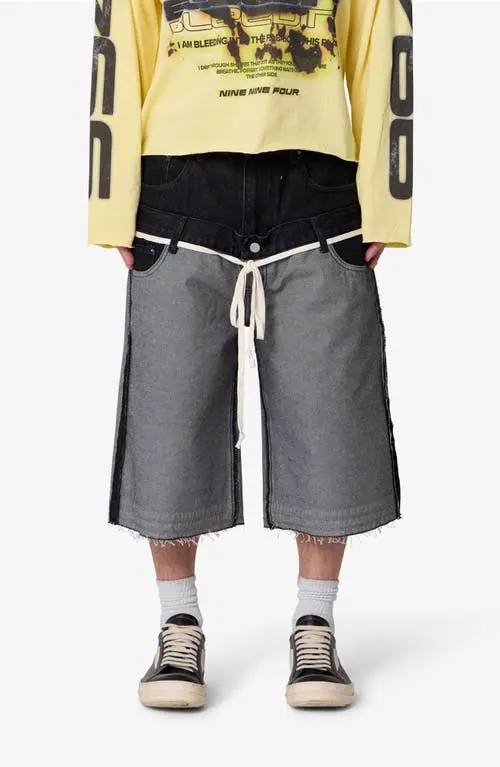 Mnml Ultra Baggy Inside Out Denim Shorts