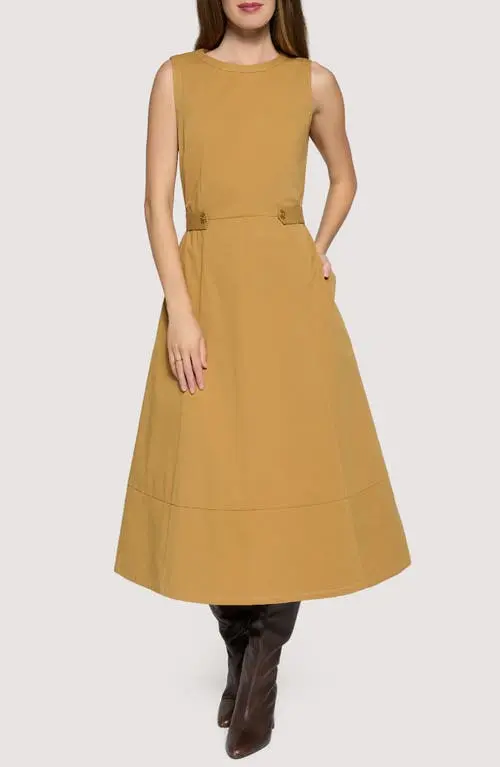LOST + WANDER Downtown Edge Midi Dress - Tan