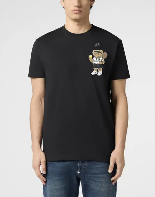 Philipp Plein Round Neck T-shirt Teddy Tennis Patch - Black