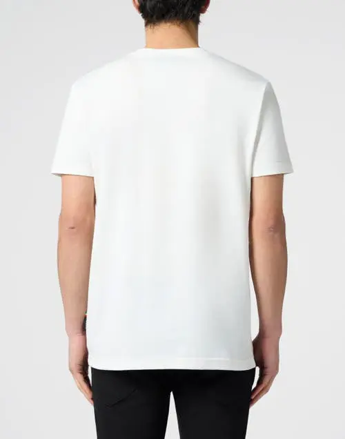 Philipp Plein Round Neck T-shirt Teddy Tennis Patch - Offwhite