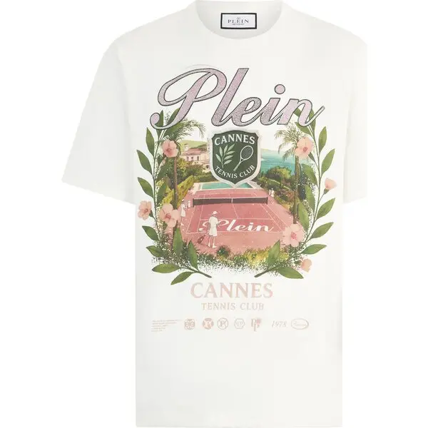 Philipp Plein Round Neck T-shirt Cannes Tennis Club - Offwhite