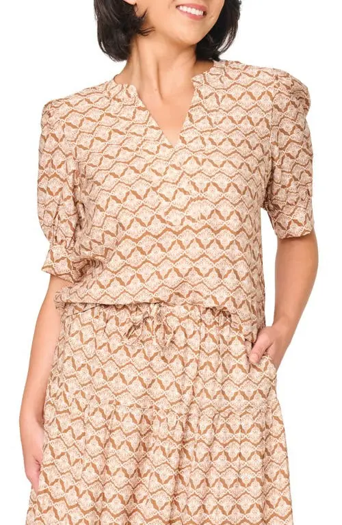 GIBSONLOOK Notch Neck Pullover Top - Mocha Shell