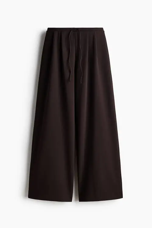 H&m Pleated Drawstring Pants - Dark Brown