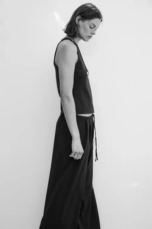H&m Pleated Drawstring Pants - Dark Brown