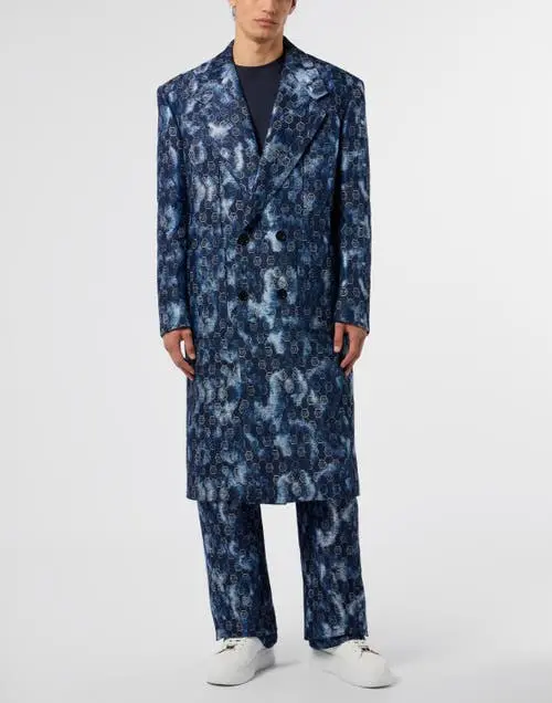 Philipp Plein Jacquard Denim Coat Monogram
