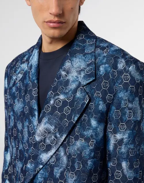 Philipp Plein Jacquard Denim Coat Monogram