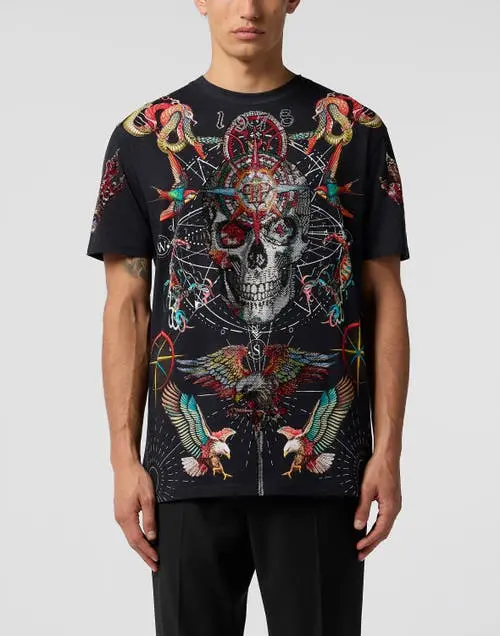 Philipp Plein Round Neck T-shirt Tattoo Stones - Black