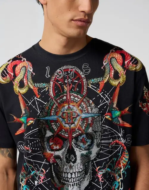 Philipp Plein Round Neck T-shirt Tattoo Stones - Black