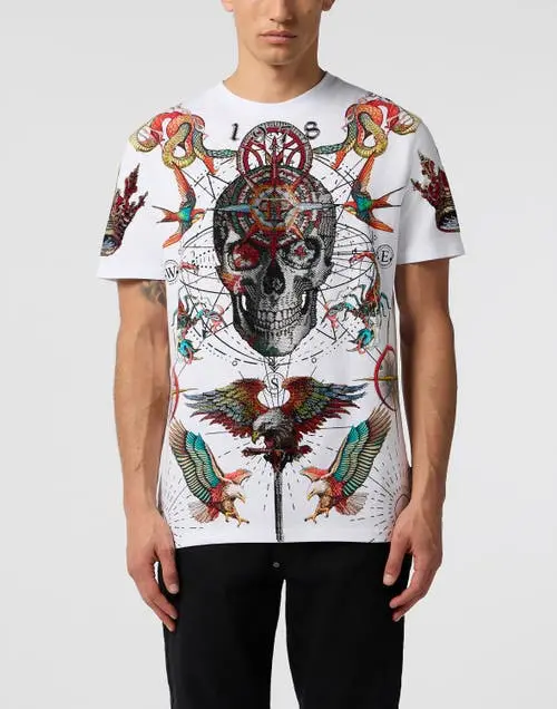 Philipp Plein Round Neck T-shirt Tattoo Stones - White