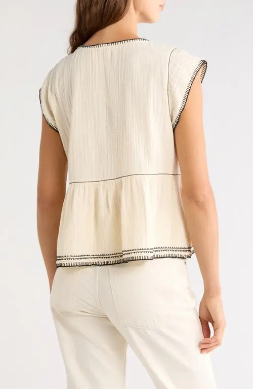 Lucky Brand Embroidered Cotton Tank - Whisper White