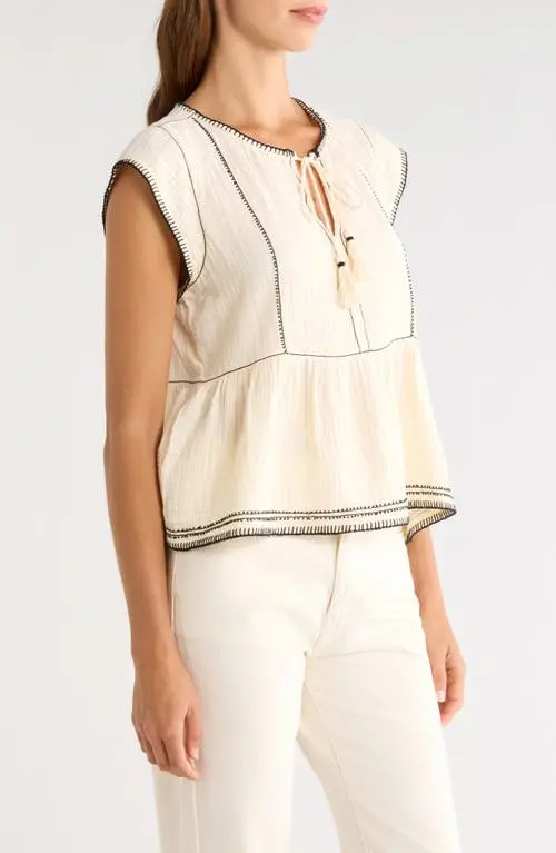 Lucky Brand Embroidered Cotton Tank - Whisper White
