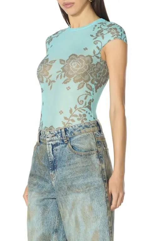 AFRM Nina Crewneck Cap Sleeve Mesh Top
