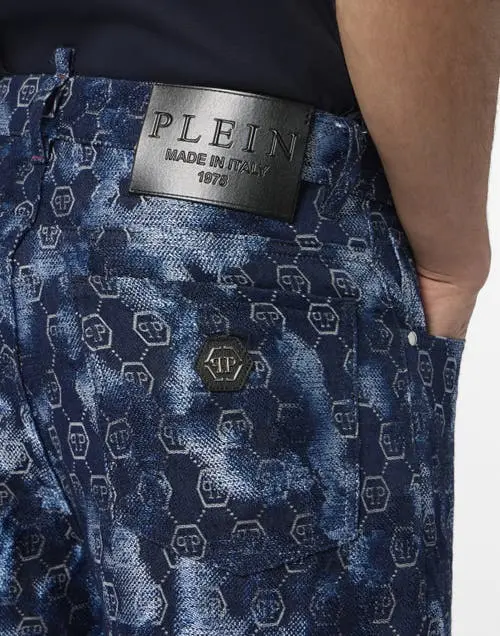 Philipp Plein Denim Shorts Jacquard Monogram