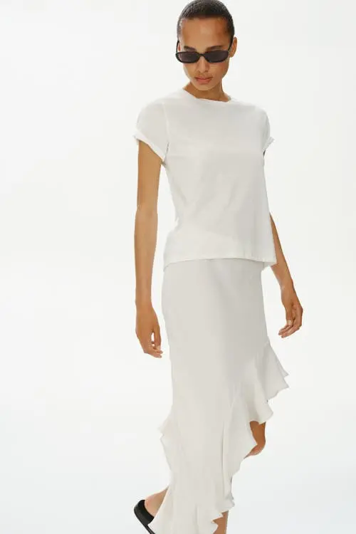 H&m Flounce-trimmed Viscose Skirt