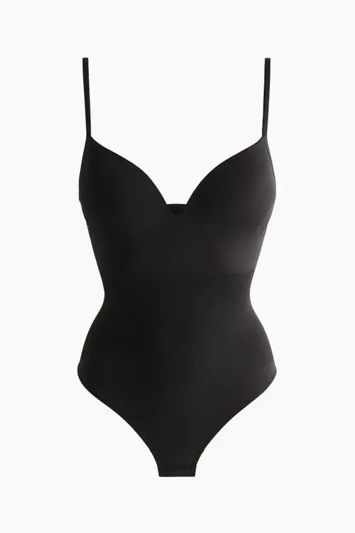 H&m Seamless Light Shape Bodysuit - Black