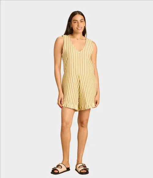 KNOWN SUPPLY Heaven Romper - Pearl/lemon Lime