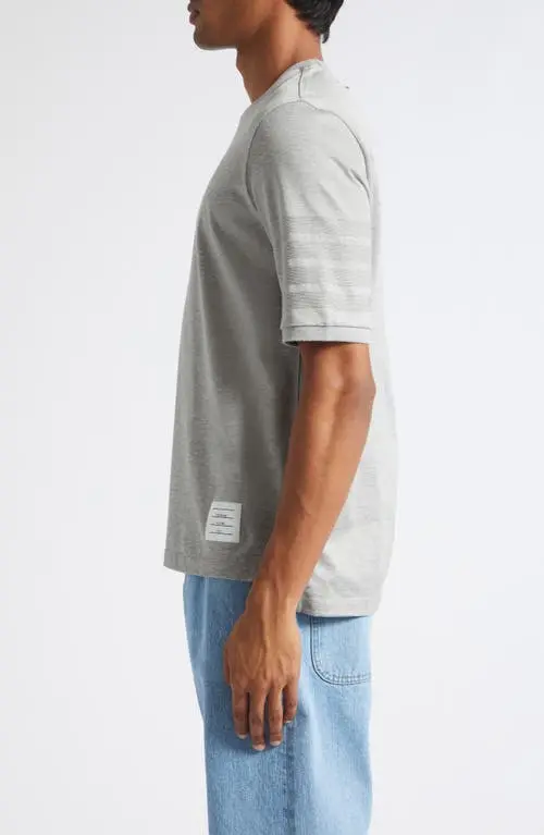 Thom Browne 4-bar Cotton T-shirt - Light Grey