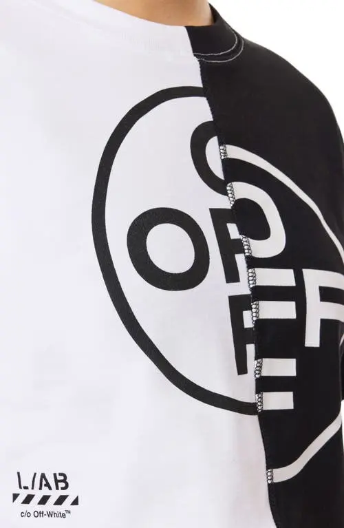 L/AB OFF-WHITE Spliced Graphic Cropped T-shirt