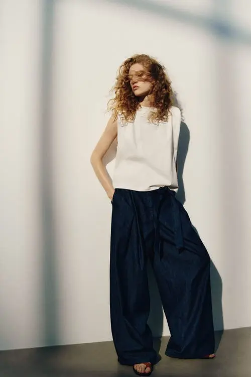 H&m Tie-detail Denim Pants