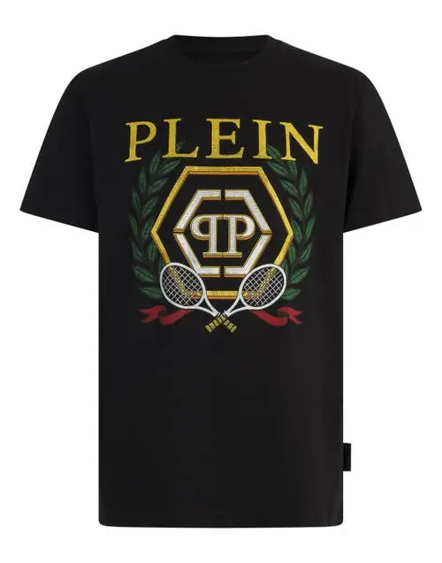 Philipp Plein Round Neck T-shirt Tennis Crest - Black