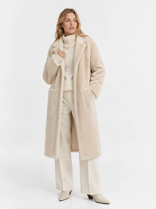 MINE BILGI Melody Reversible Merino Shearling Coat With Leather Belt