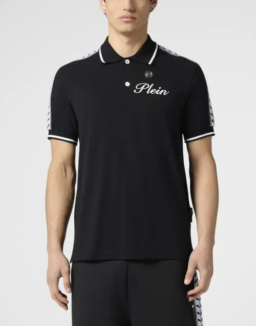 Philipp Plein Piquet Polo T-shirt Plein Tennis - Black