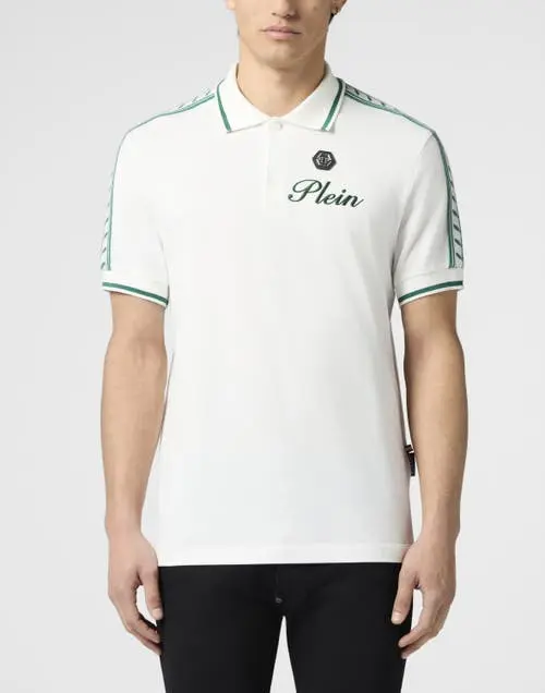 Philipp Plein Piquet Polo T-shirt Plein Tennis - Offwhite
