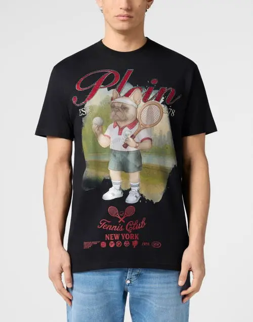 Philipp Plein Round Neck T-shirt Bulldog Tennis Club - Black