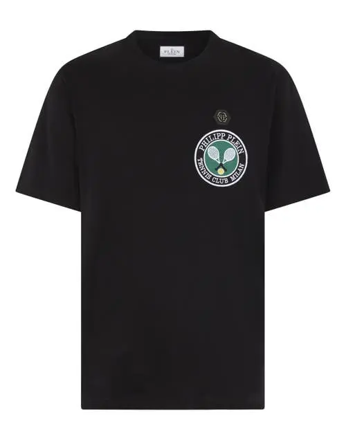 Philipp Plein Round Neck T-shirt Patch Tennis - Black