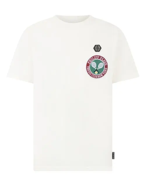 Philipp Plein Round Neck T-shirt Patch Tennis - Offwhite