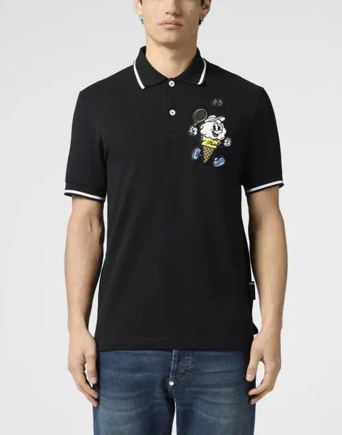 Philipp Plein Polo T-shirt Gelato Monsters - Black