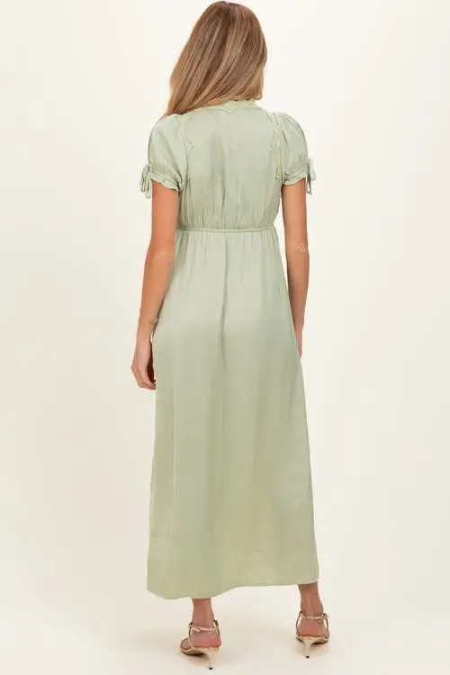 PINKBLUSH Satin Lace Detail Maternity Maxi Dress